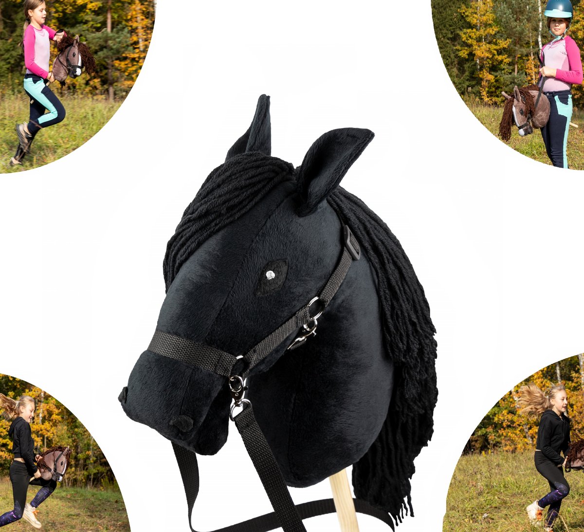 Hobby Horse Koń Na Kiju Konik Czarny + Wodze + Kantar Hobby Horsing ...