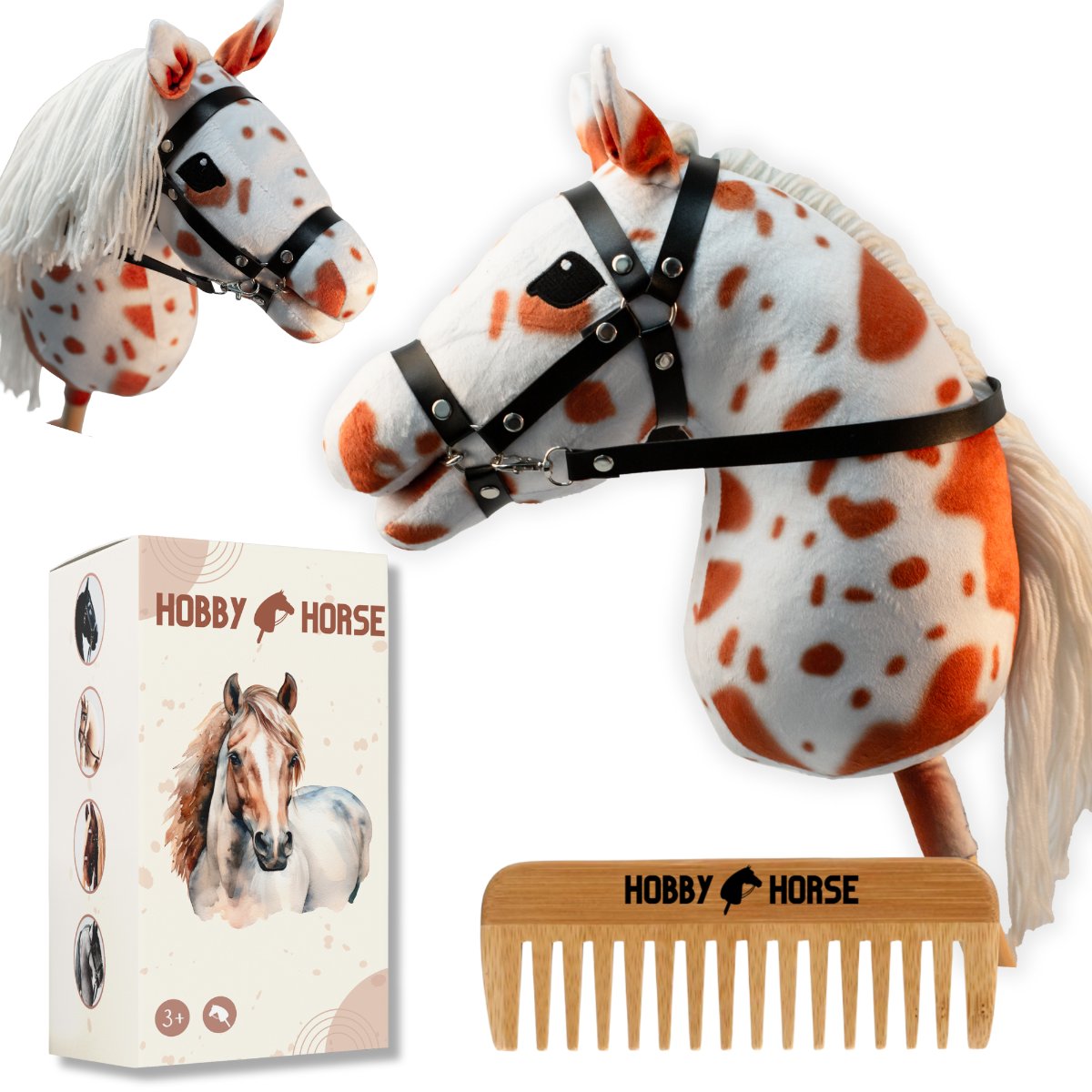 Hobby Horse Koń na Kiju Konik Głowa Konia Biało Rudy + Grzebień ...