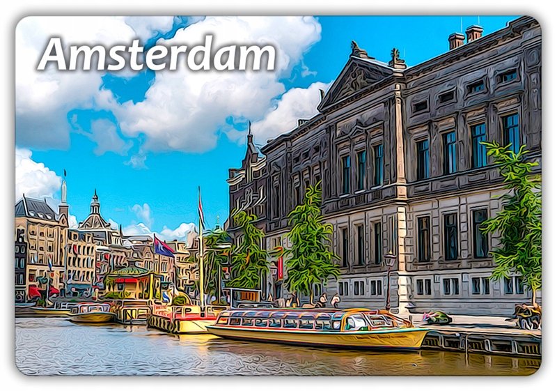 HOLANDIA - AMSTERDAM - Autobus wodny - Architektura - Magnes na lodówkę ...