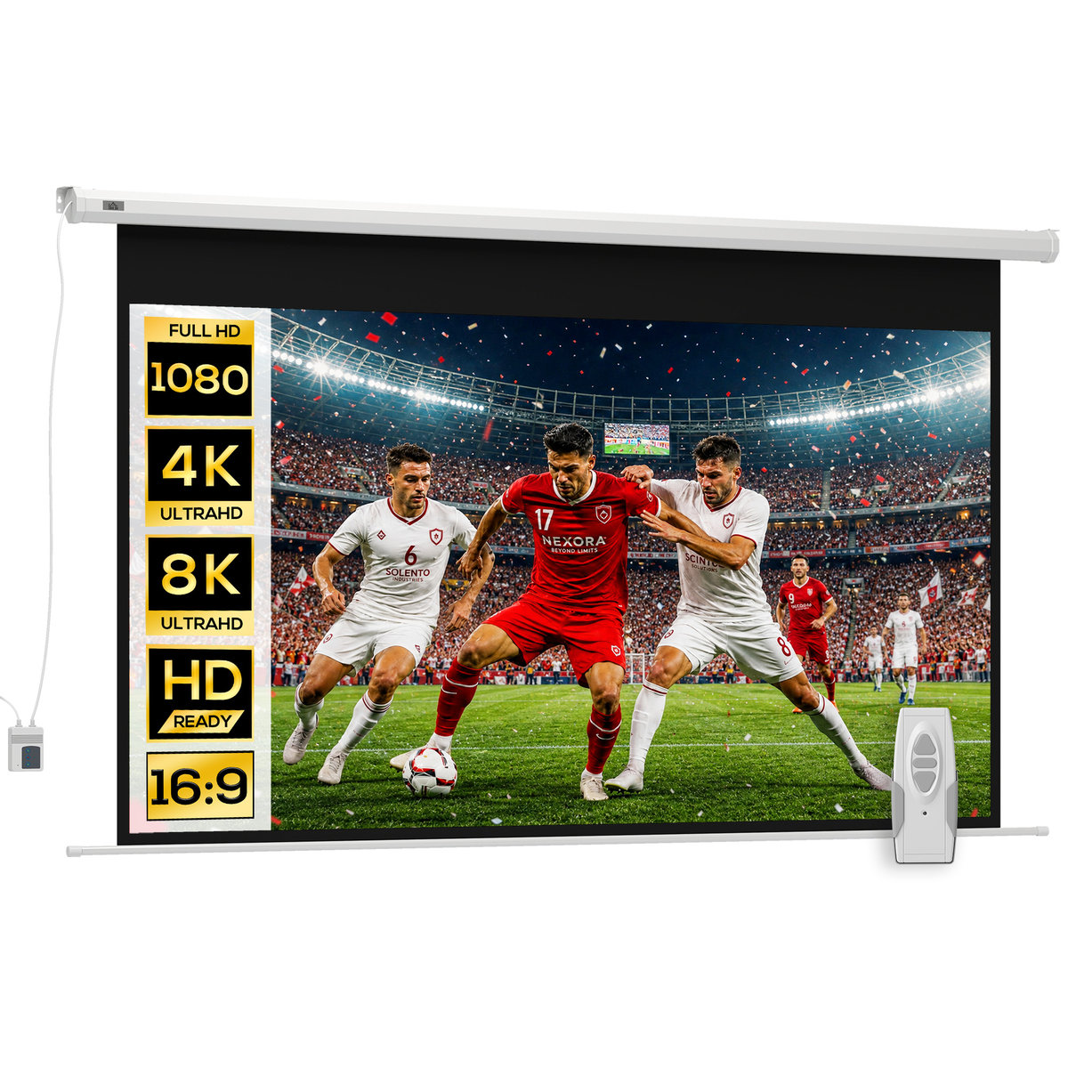 HOMCOM Ekran projekcyjny 221x125 cm, 100 cali, 16:9, HD 4K ...