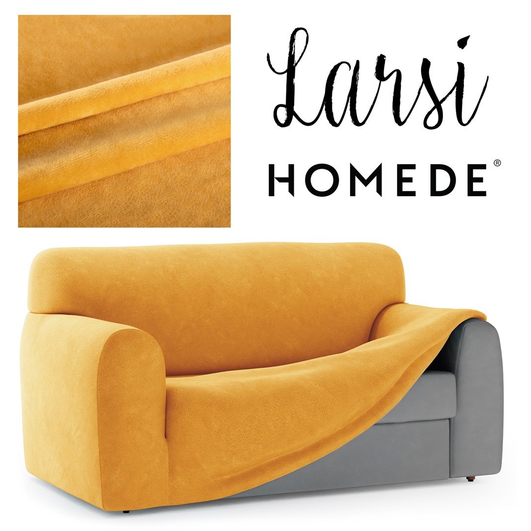 HOMEDE, Pokrowiec na sofę Larsi, musztardowy - Homede | Sklep EMPIK.COM