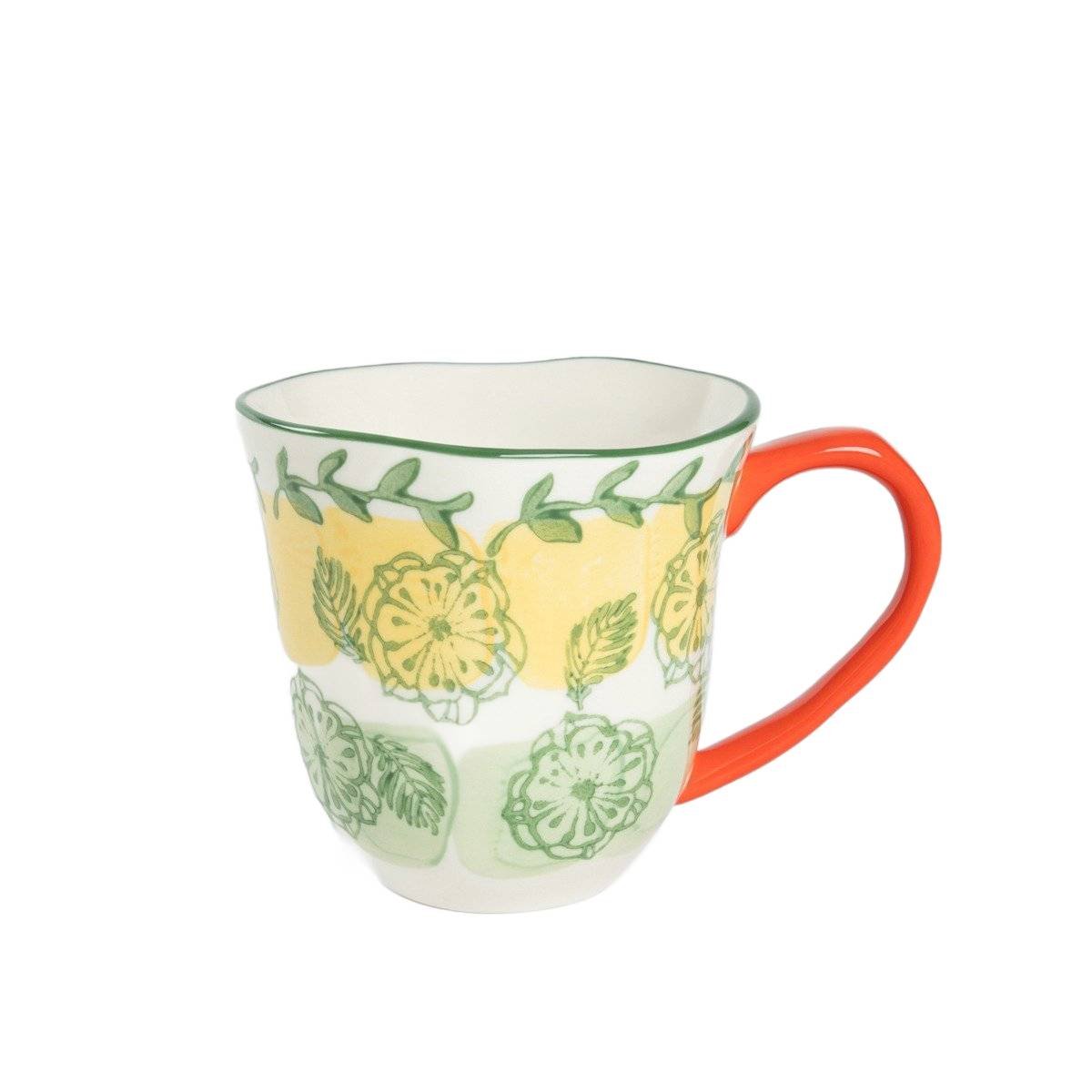 HOMLA Kubek SHILLA ręcznie malowany z pomarańczowym uchem 350 ml ...