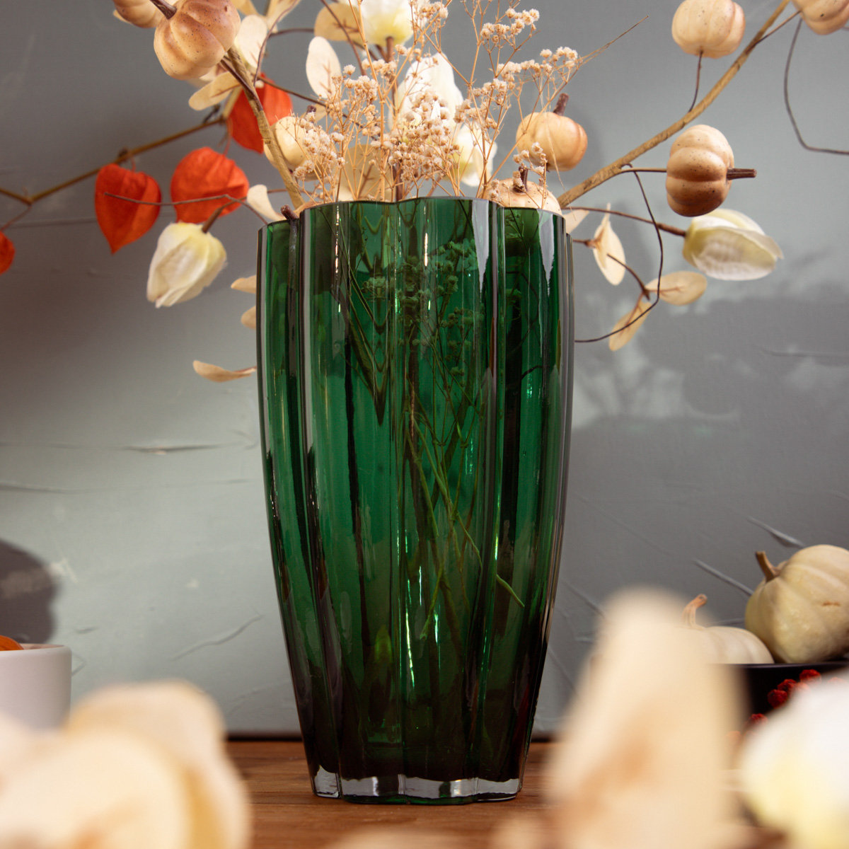 HOMLA PINATO Wazon szklany zielony 15x15x26 cm - Homla | Sklep EMPIK.COM