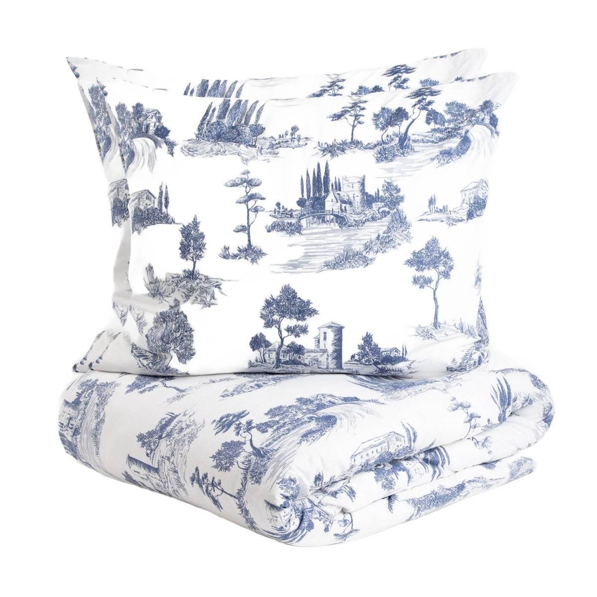 HOMLA Pościel LEMAI bawełniana w niebieskie wzory 220x200 + 2*70x80 cm ...