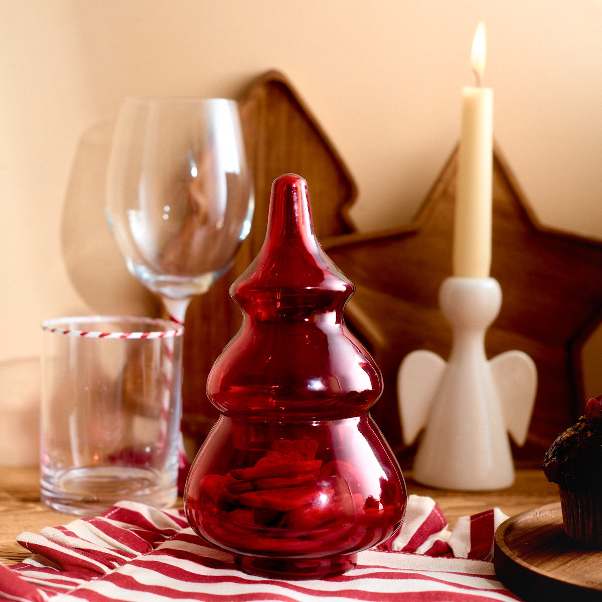 HOMLA RIMMI Choinka szklana czerwona 20x10 cm - Homla | Sklep EMPIK.COM