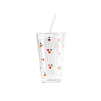 HOMLA Szklanka EMBO SUMMER ze słomką w wiśnie 400 ml - Homla | Sklep ...