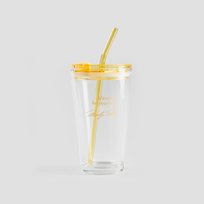 HOMLA Szklanka MONROE SUMMER ze słomką i cytatem żółta 400 ml - Homla ...