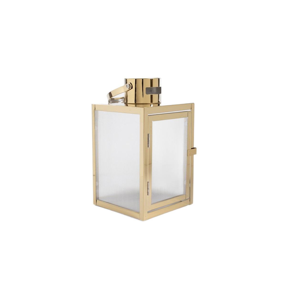 HOMLA TONDO Latarnia złota z prążkowanym szkłem 14x14x25 cm - Homla ...