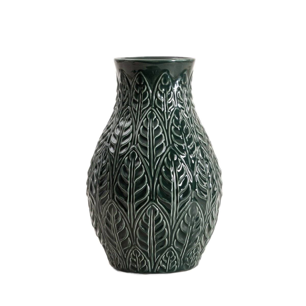 HOMLA Wazon NATTO ceramiczny z tłoczeniami zielony 24x15,5 cm - Homla ...