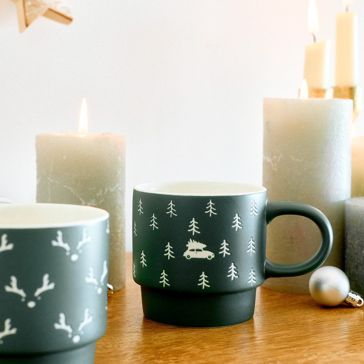 HOMLA WINTON Kubek z autkiem i choinkami zielony 380 ml - Homla | Sklep ...