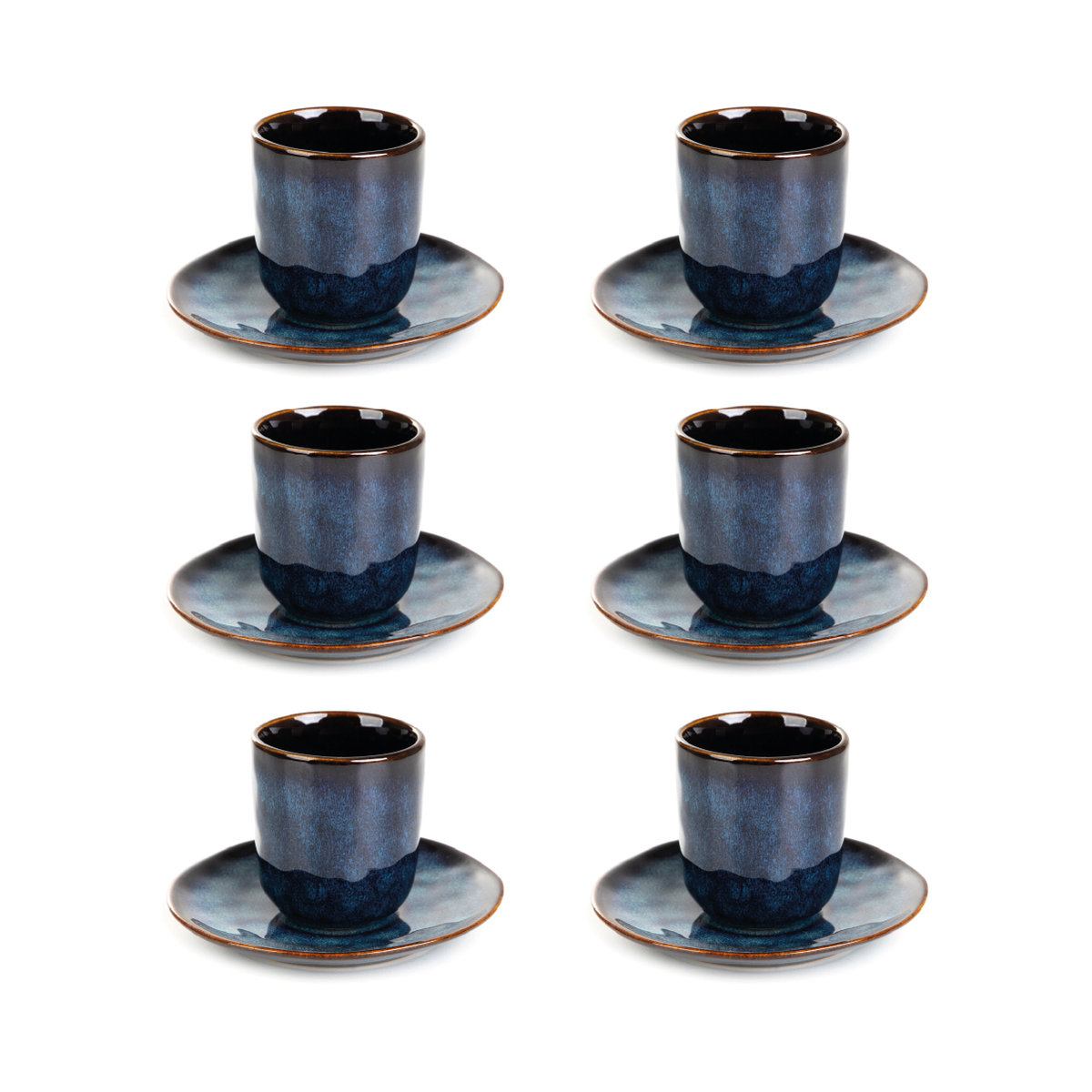 HOMLA Zestaw 6x Kubek CASPER do espresso ze spodkiem granatowy 80 ml ...