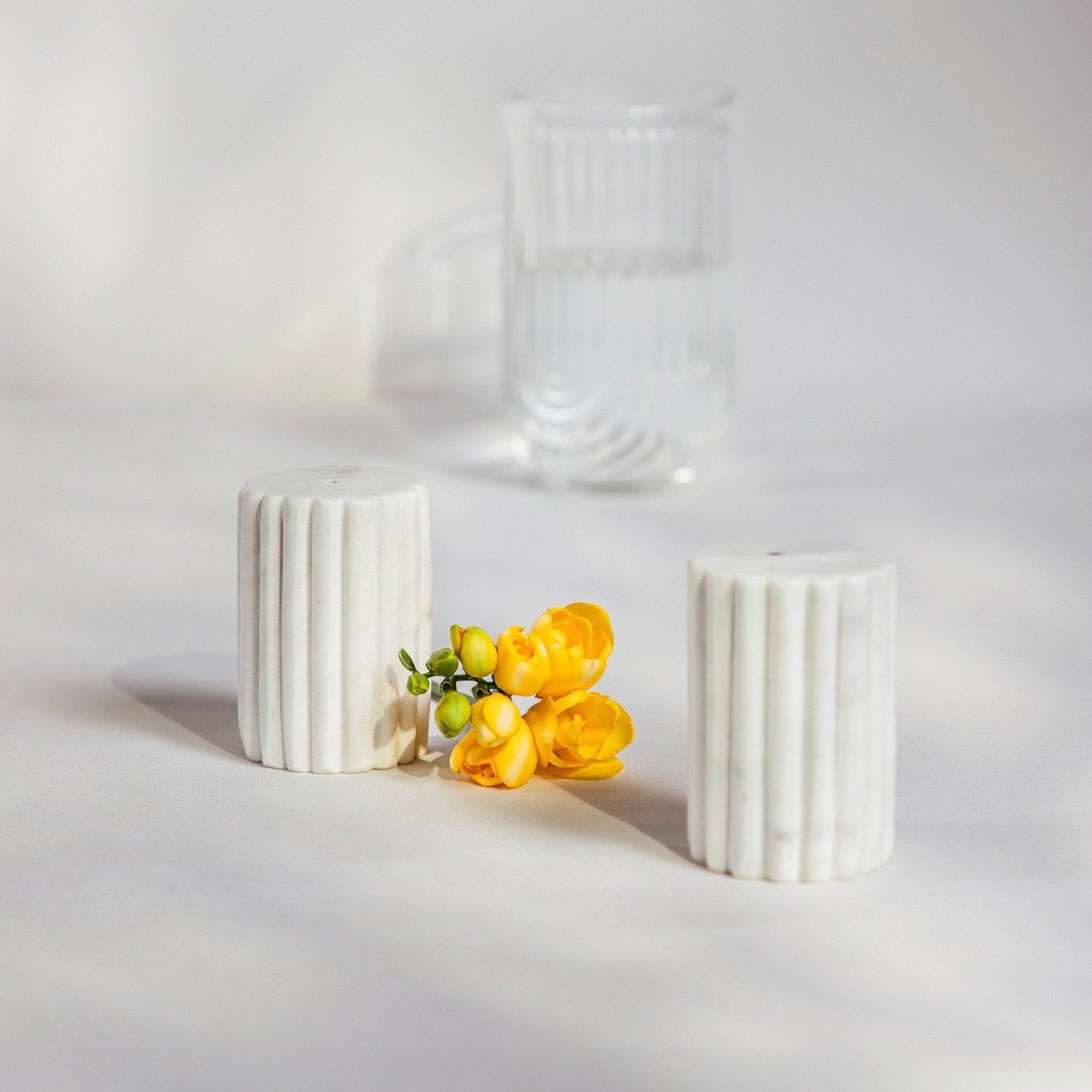 HOMLA Zestaw przyprawników MARBLE STRIPES marmurowych ryflowanych 2 el ...