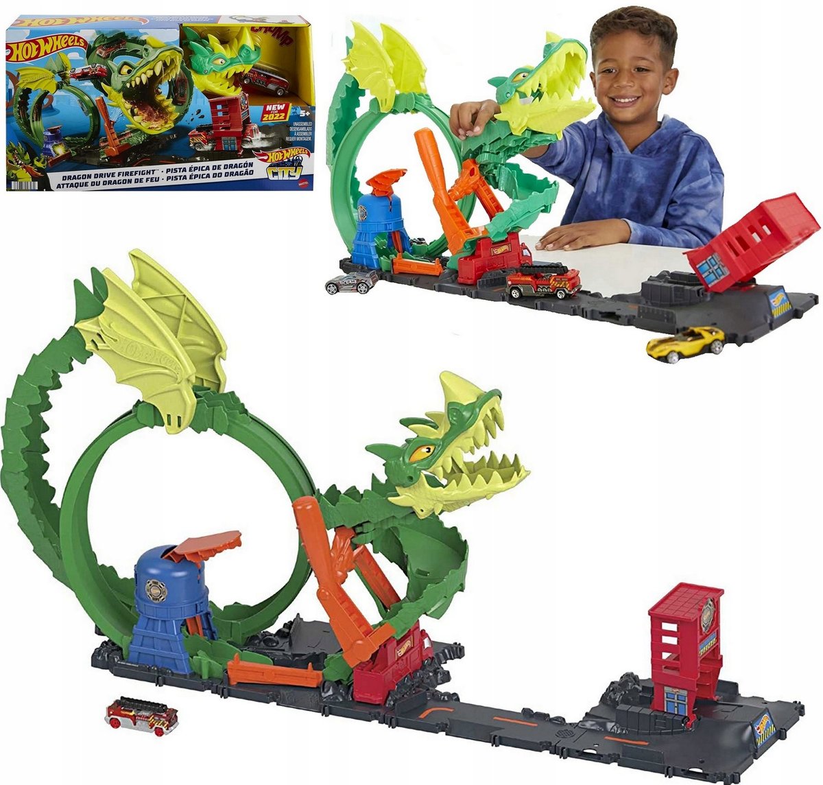 Hot Wheels City Zestaw Pętla Smoka autko+tor HJV70 - Hot Wheels | Sklep EMPIK.COM