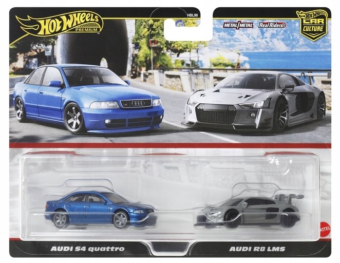 Hot Wheels Premium Kultowe auta 2-pak Audi S4 Quattro + Audi R8 LMS ...