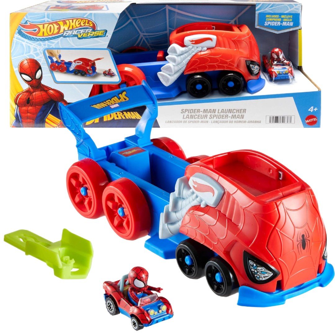Hot Wheels Racer Verse Spider-Man Launcher pojazd z wyrzutnią + autko z ...