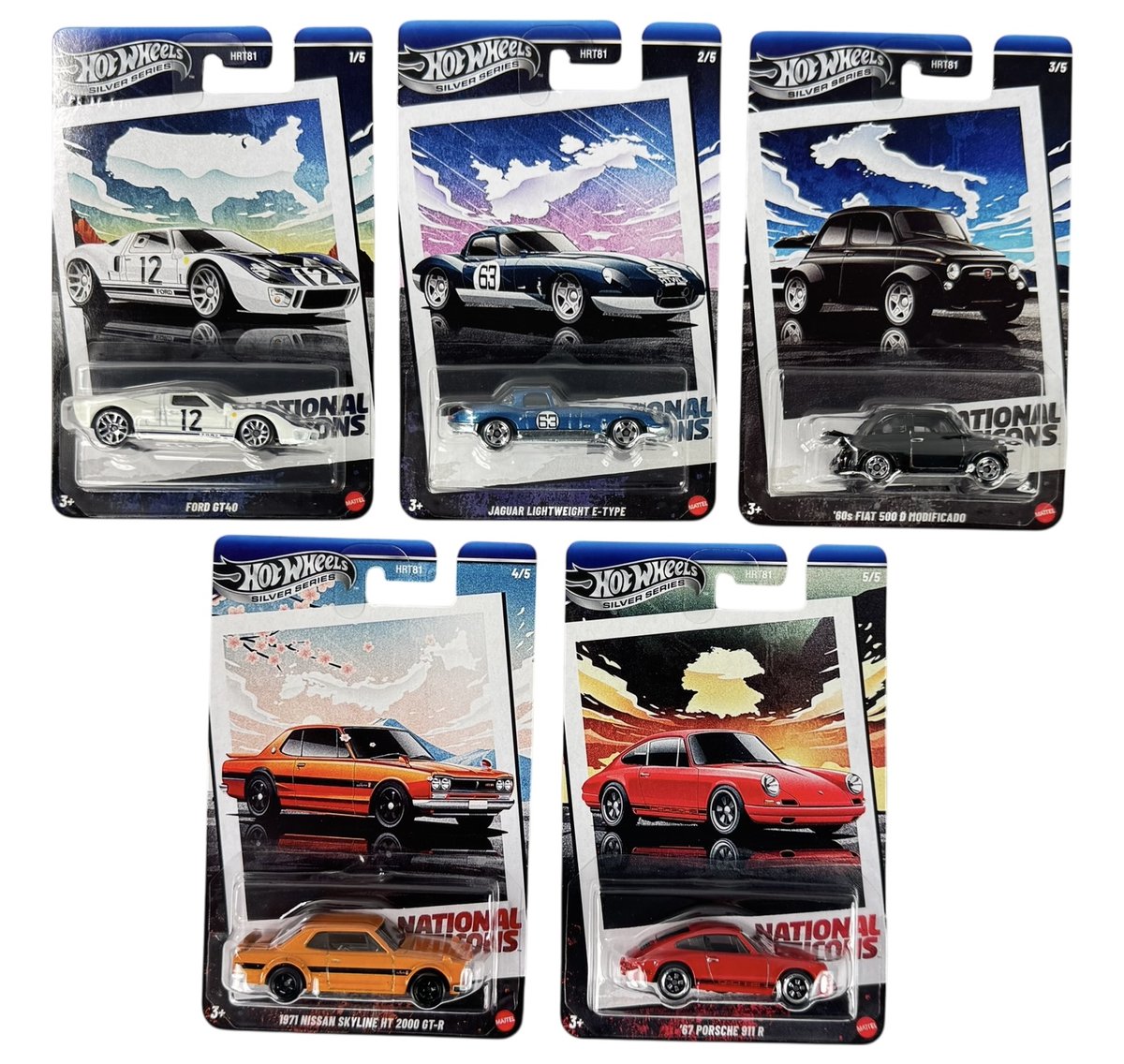 HOT WHEELS SILVER SERIES NATIONAL ICONS CAŁY ZESTAW 5szt HRT81 NOWY ...
