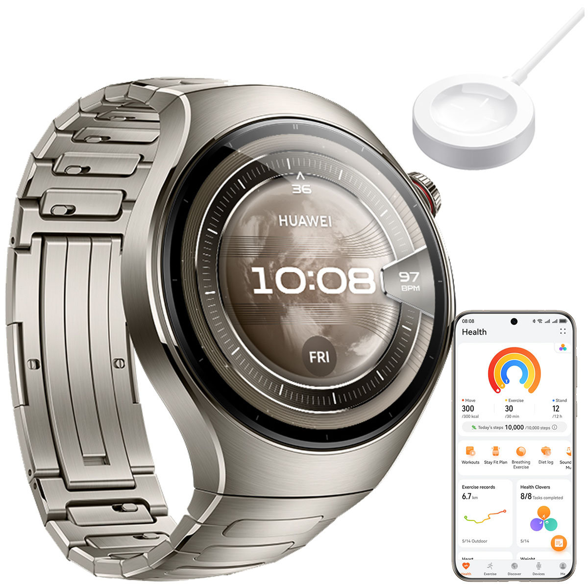 HUAWEI WATCH 5 ELITE 46 MM X-TAP TYTAN WIFI eSIM EKG SZKŁO SZAFIROWE ...