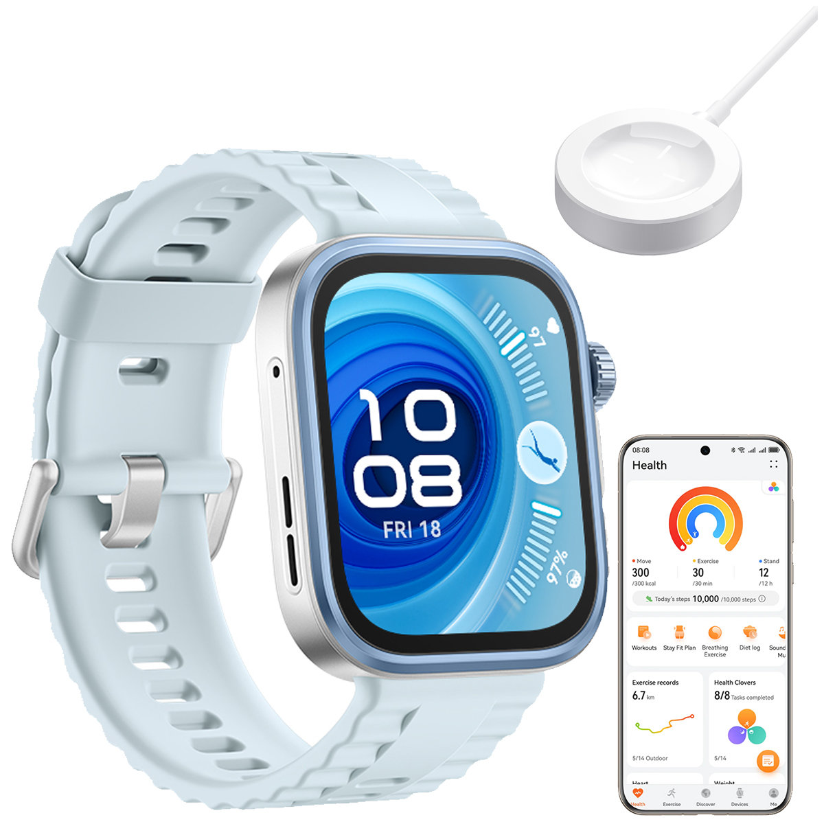 HUAWEI WATCH FIT 4 PRO NIEBIESKI EKG SZKŁO SZAFIROWE ALUMINIUM ROZMOWY ...