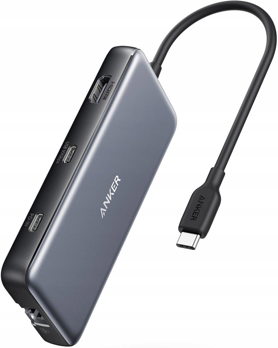 Hub Anker 8w1, USB Typu C, Pasywny, RJ-45, HDMI, SD, MicroSD, USB 3.2 ...