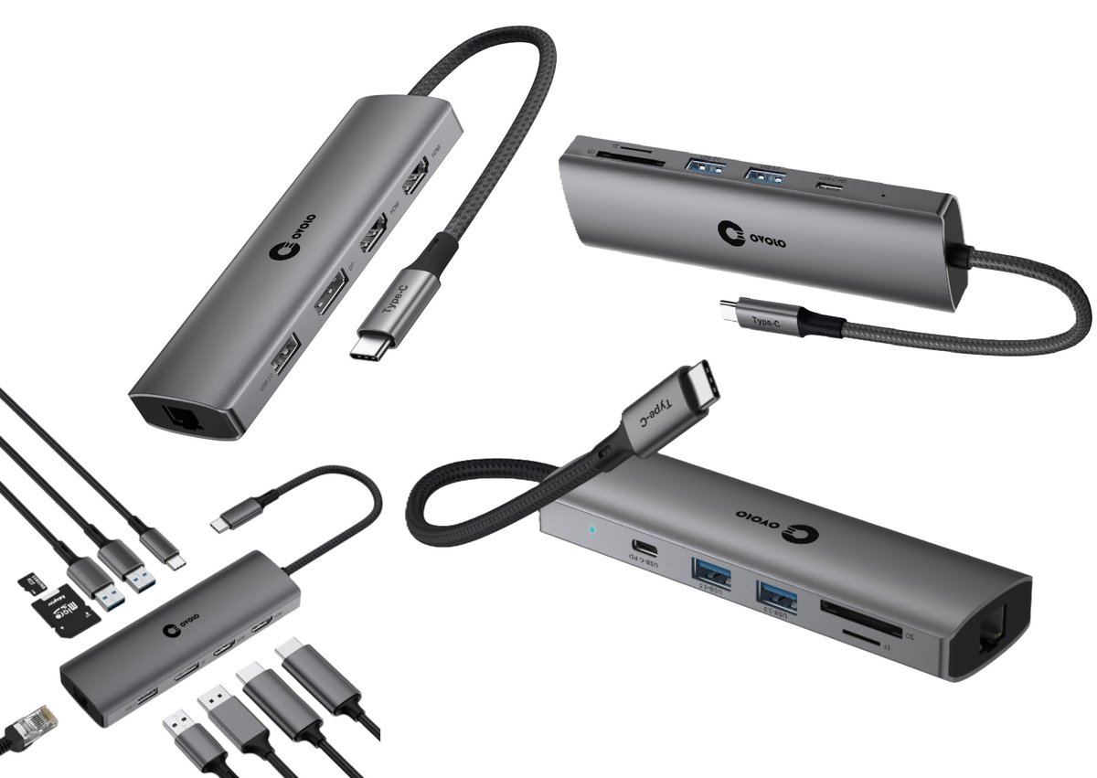 HUB Dual Monitor USB-C 2xHDMI 4K DisplayPort LAN Ethernet do Laptopa ...