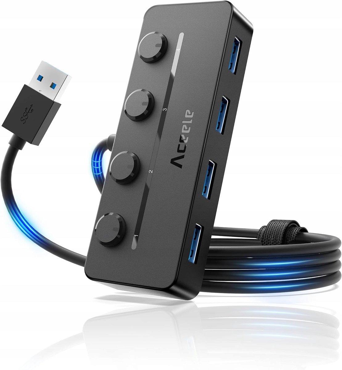 HUB USB 5w1 5-Portowy USB-A 3.0 5Gbit/s 120cm z Włącznikiem Portów ...