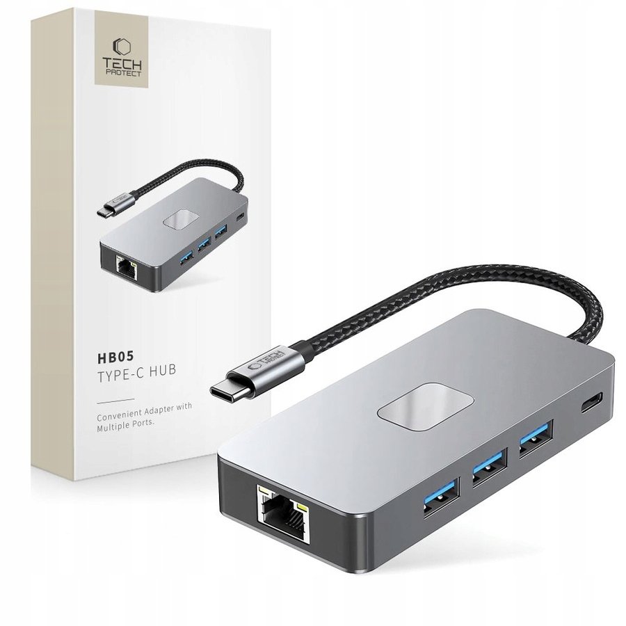 Hub USB Tech-protect USB TYPE-C / HDMI / SD / TF / RJ45 9 portów - Inna ...