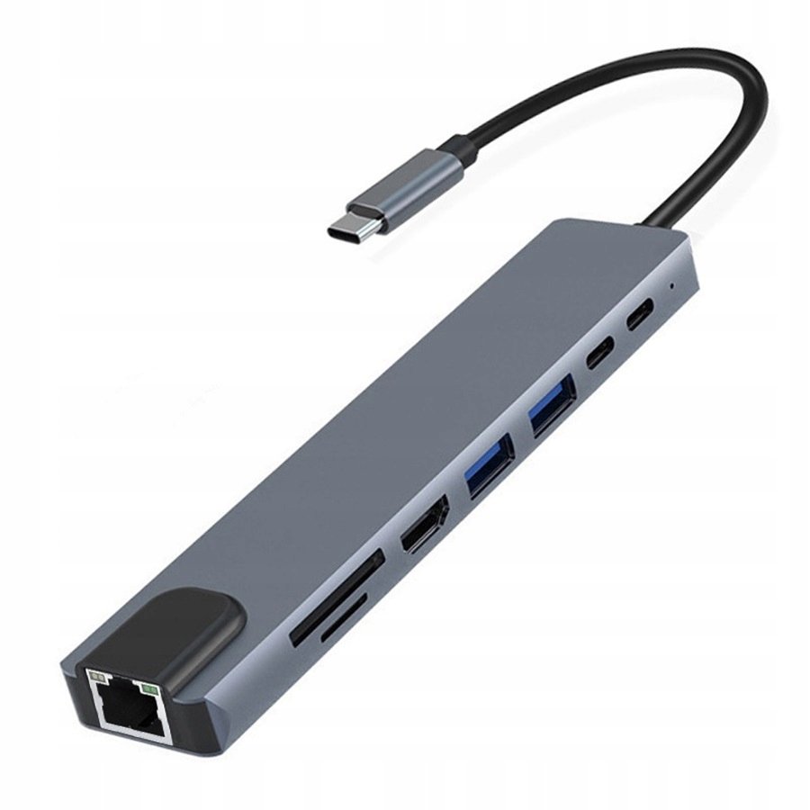 Hub USB typ - C 8 portów, RJ45, HDMI 4K, 2xUSB 3.0, czytnik kart SD,TF... - Inna marka | Sklep ...