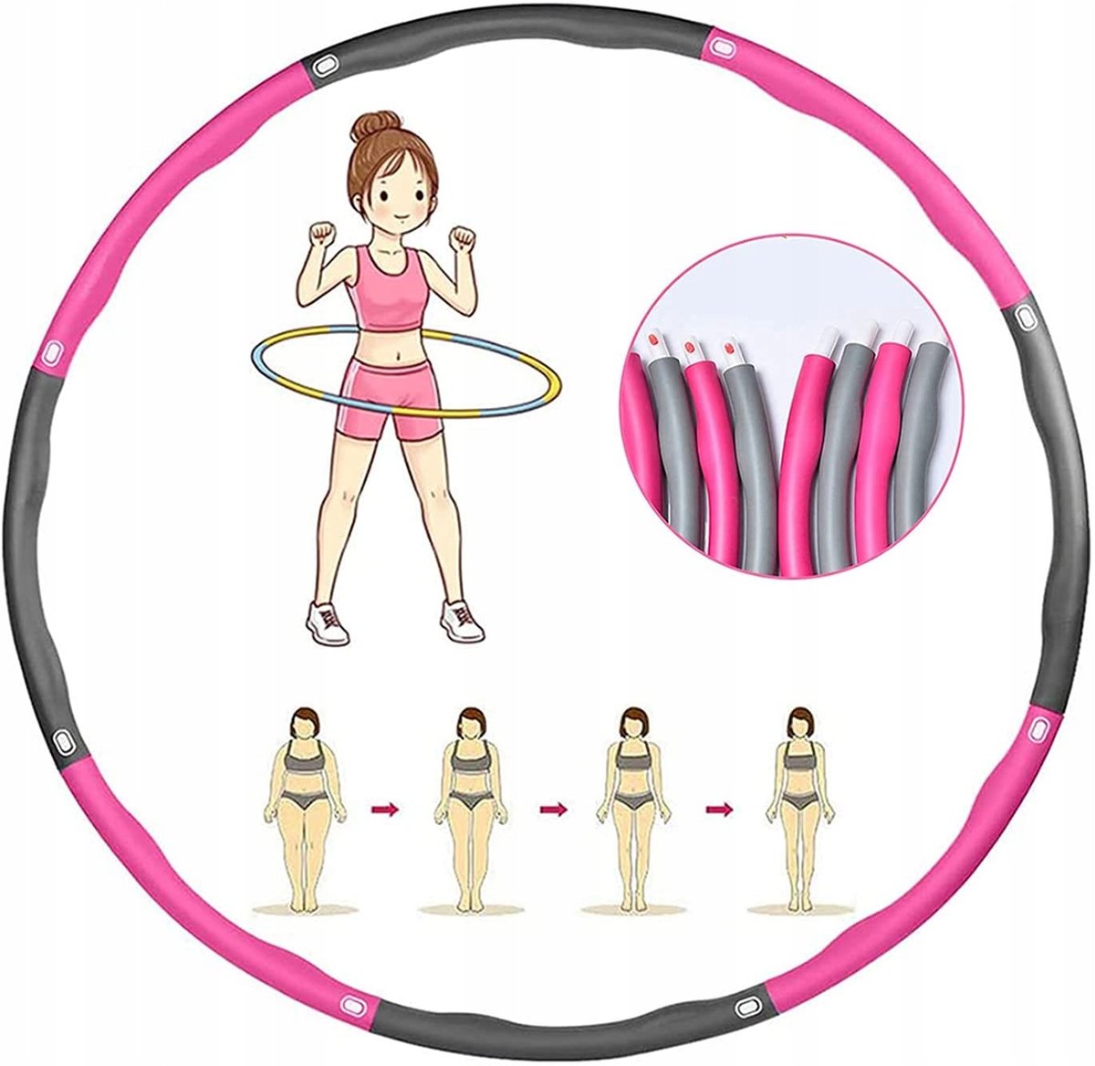 Hula hop z wypustkami Massage Hoop 95 cm róże i fiolety - Massage Hoop ...