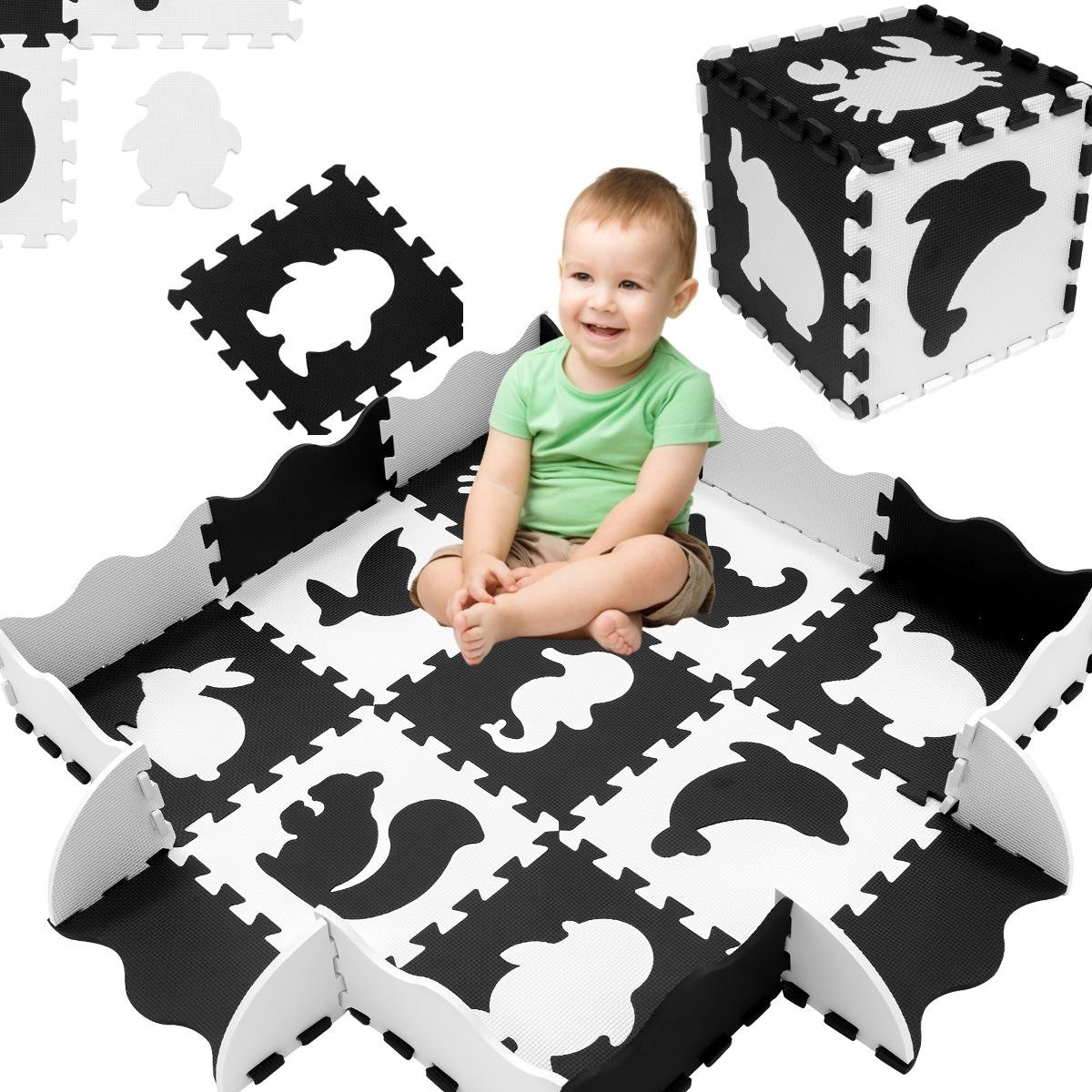 Humbi Mata edukacyjna kontrastowa 120 x 120 cm Kojec Grube Puzzle ...