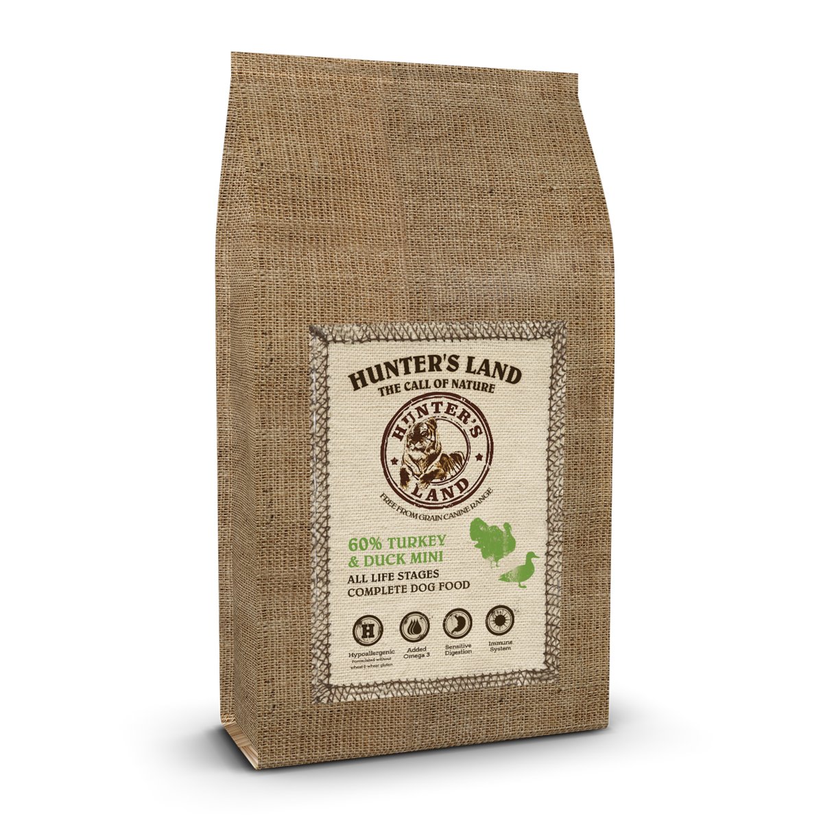 Hunter's Land Mini Grain Free 60% Turkey & Duck 2kg - Hunter's Land ...