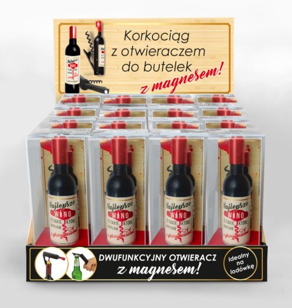 I LOVE WINE - korkociąg z otwieraczem - mini butelka - "Najlepsze wino ...