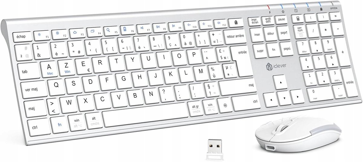 Iclever Zestaw Bezprzewodowej Klawiatury I Myszy Gk23 Azerty 2,4 Ghz ...