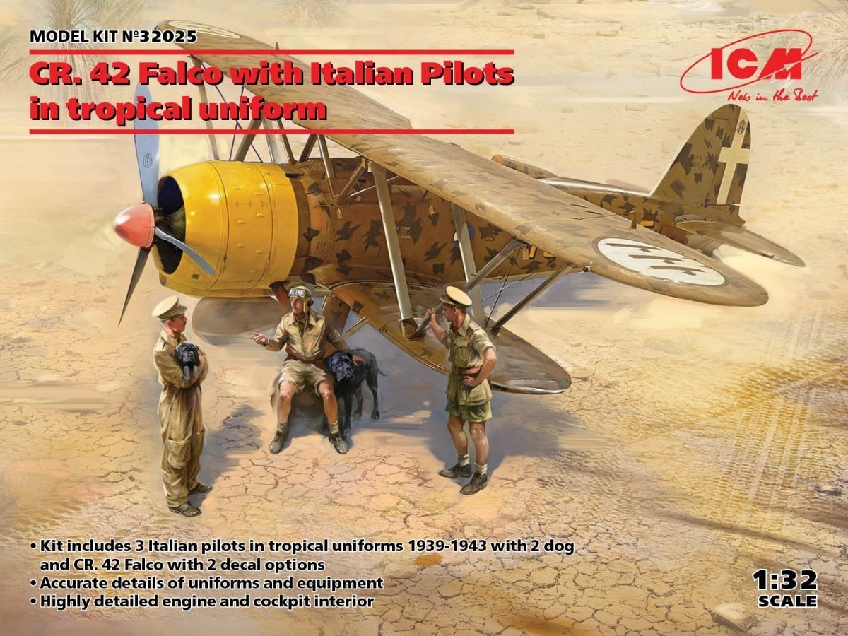 ICM 32025 CR. 42 Falco with Italian Pilots in tropical uniform 1/32 ...