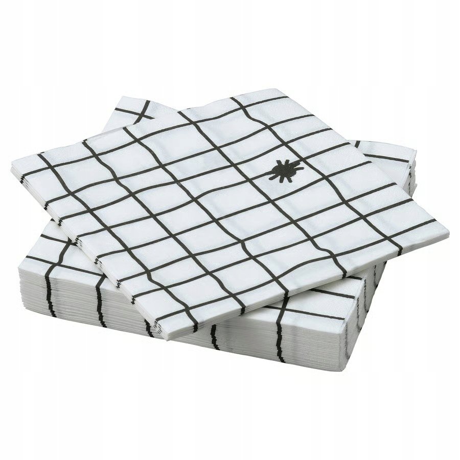 IKEA KUSTFYR Serwetki, biały/czarny, 33x33 cm KRATKA z pająkiem - Ikea | Sklep EMPIK.COM