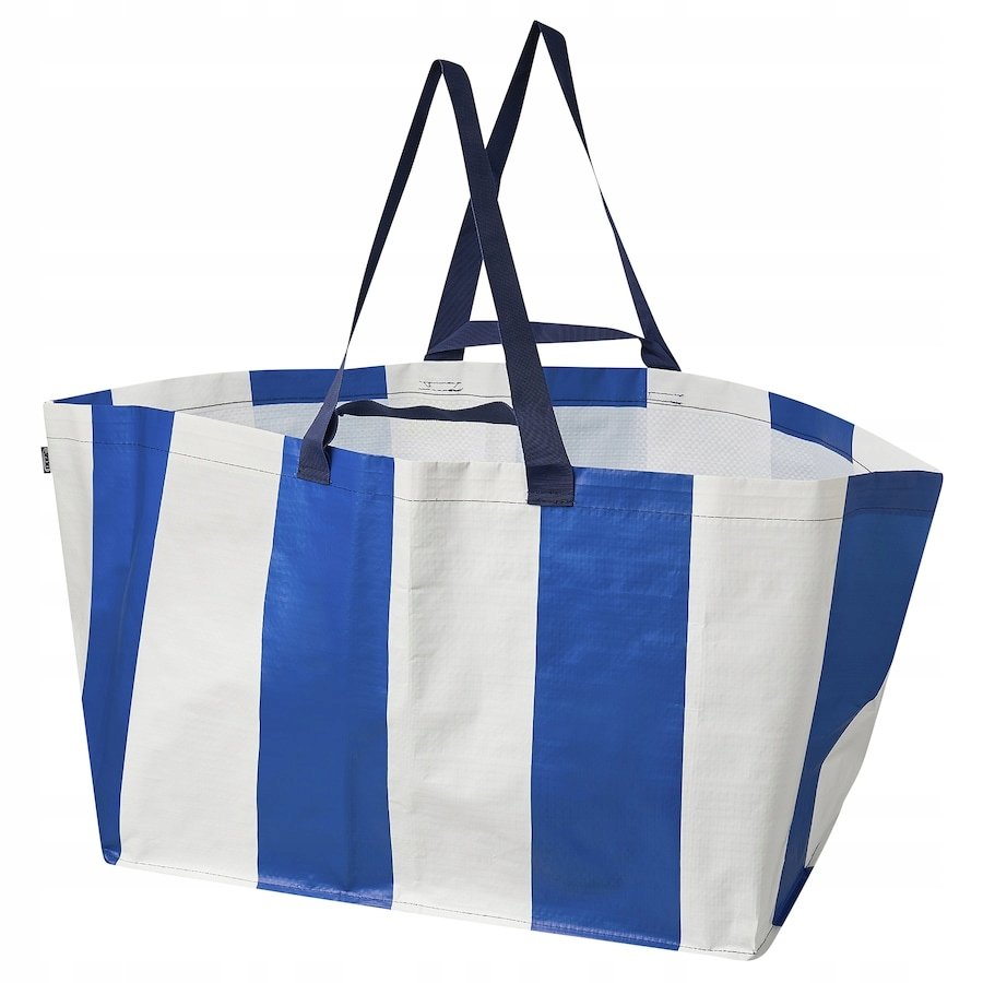IKEA SACKKARRA Duża torba na zakupy plażowa paski 71L FRAKTA niebieski ...