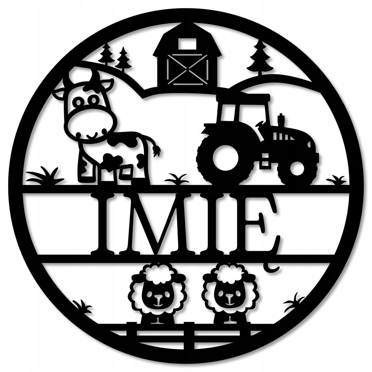 Imię Dziecka Na Ścianę Drewniany Obraz Ażurowy Napis 60Cm Farma ...