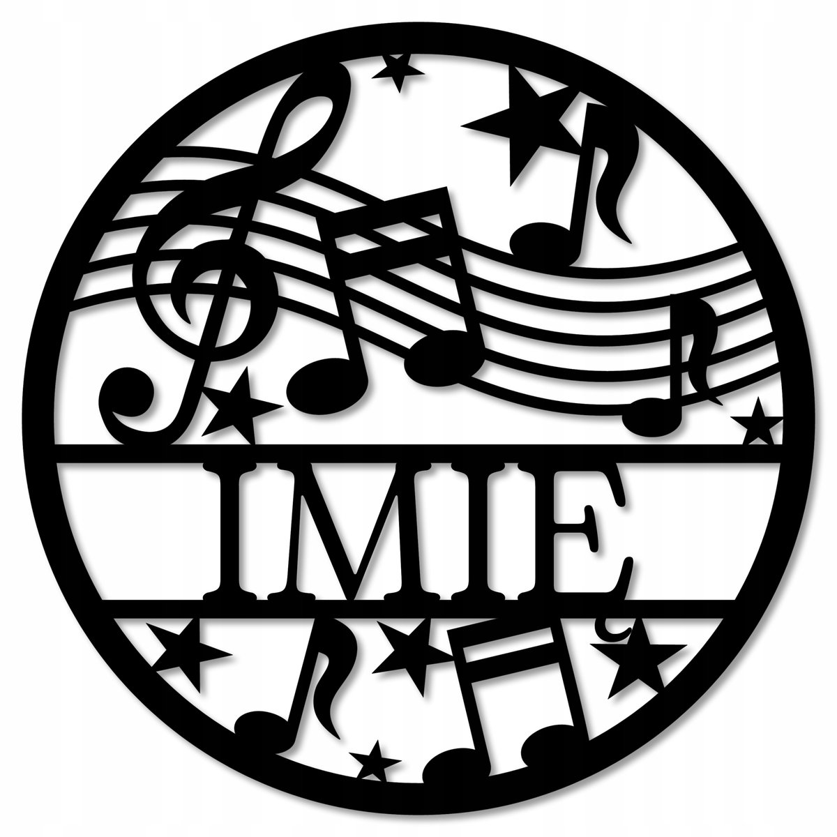 Imię Dziecka Na Ścianę Obraz Ażurowy Drewniany Panel Napis 60Cm Nuty ...