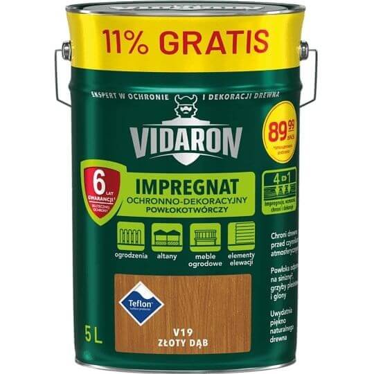 Impregnat Powłokotwórczy Vidaron 4.5L+ 11% Dąb Złoty V19 Vidaron ...