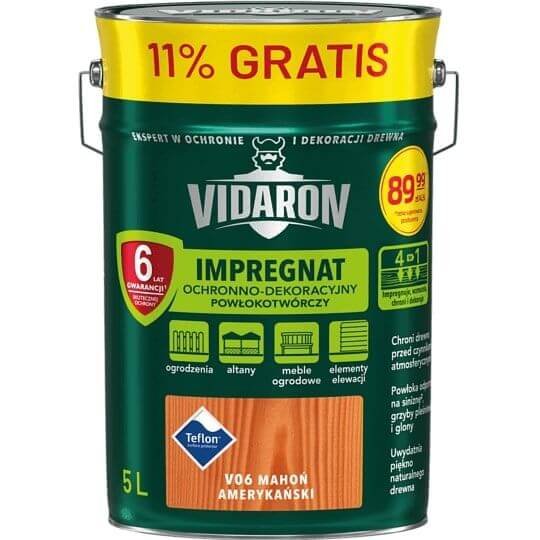 Impregnat Powłokotwórczy Vidaron 4.5L+ 11% Mahoń Amerykański V06 ...