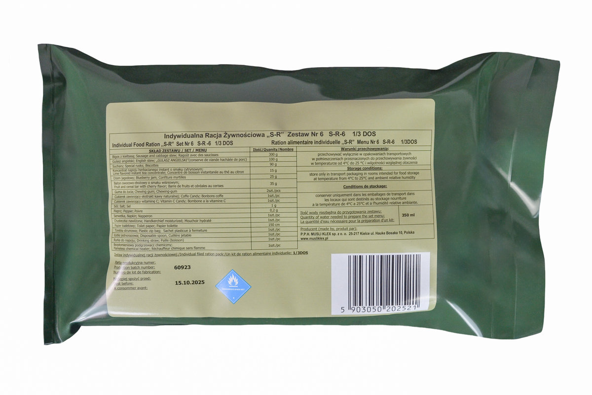Indywidualna racja żywnościowa S-R-6 wojskowa oryginalna - Inna marka ...