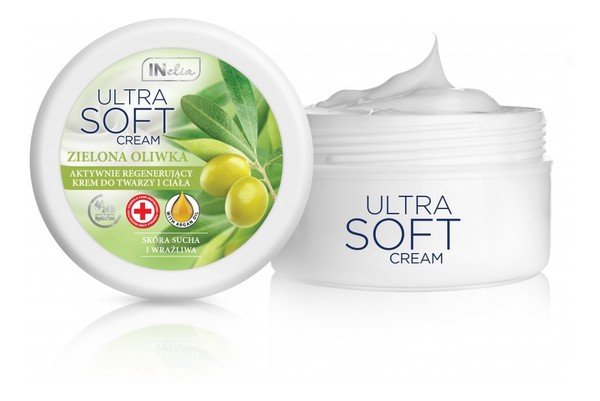 INelia, Ultra Soft, Zielona oliwka krem do twarzy i ciała, 200 ml ...