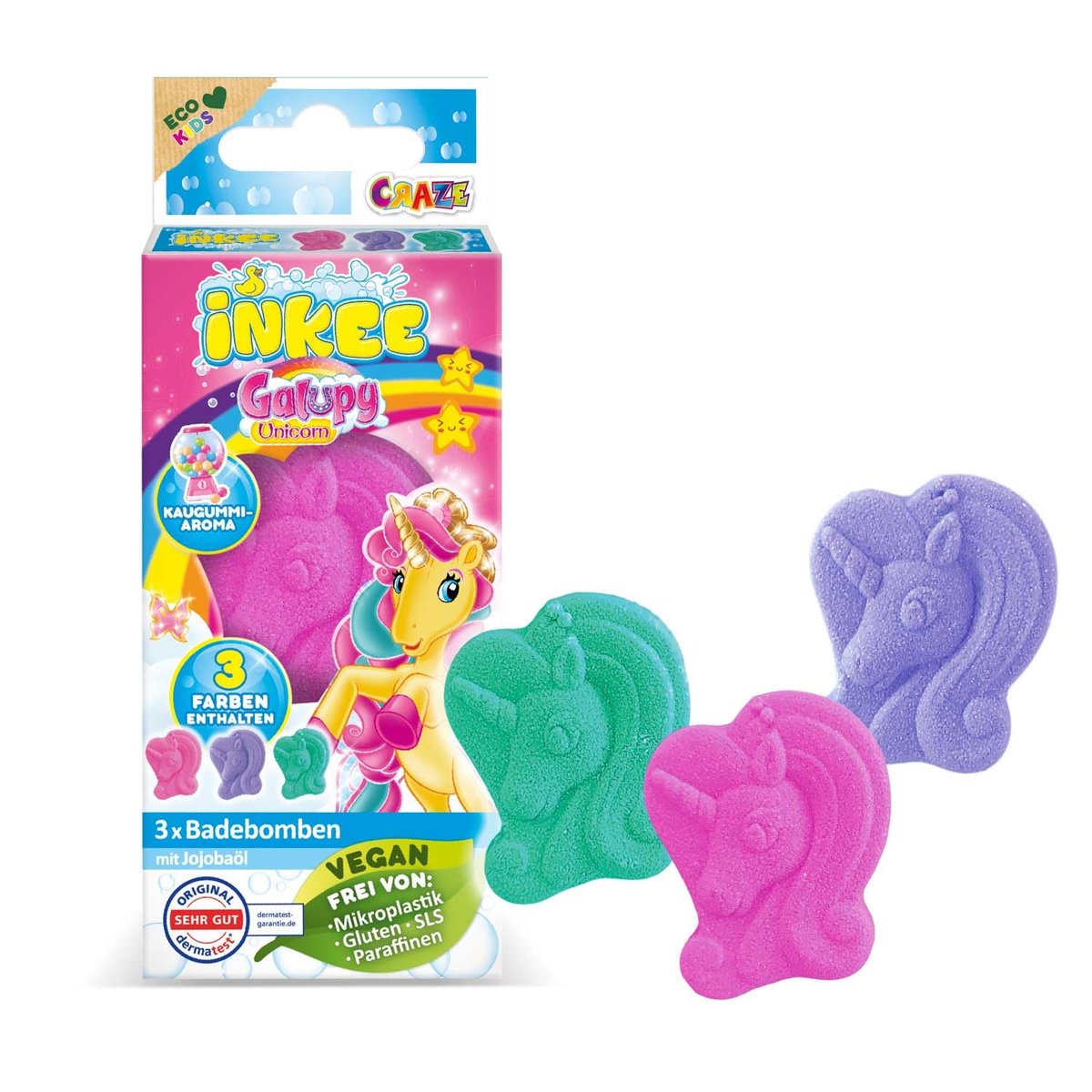 INKEE Mini Pack Galupy Unicorn, Zestaw 3 Pompy Do Kąpieli Dla Dzieci Z ...