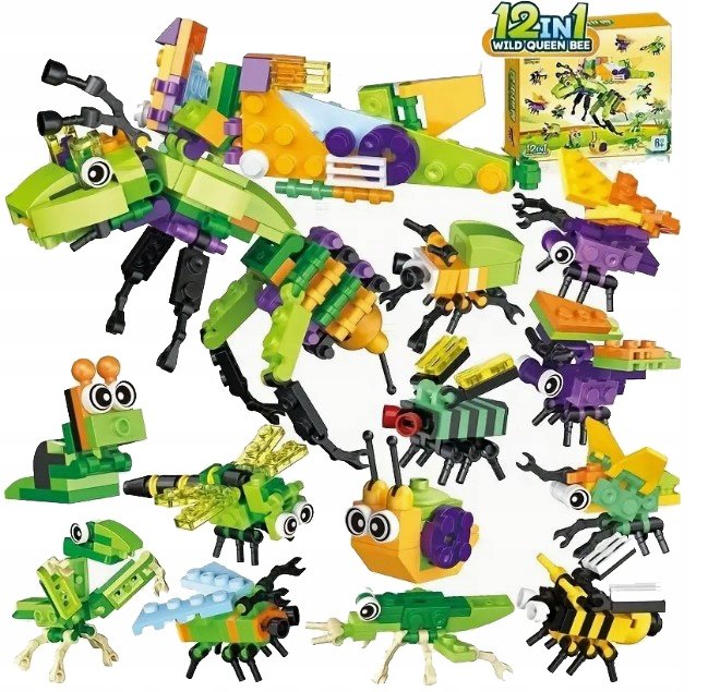 INSEKTY ROBAKI KLOCKI FIGURKI OWADY PUZLE 3D SUPER ZESTAW 12w1 Insekt ...