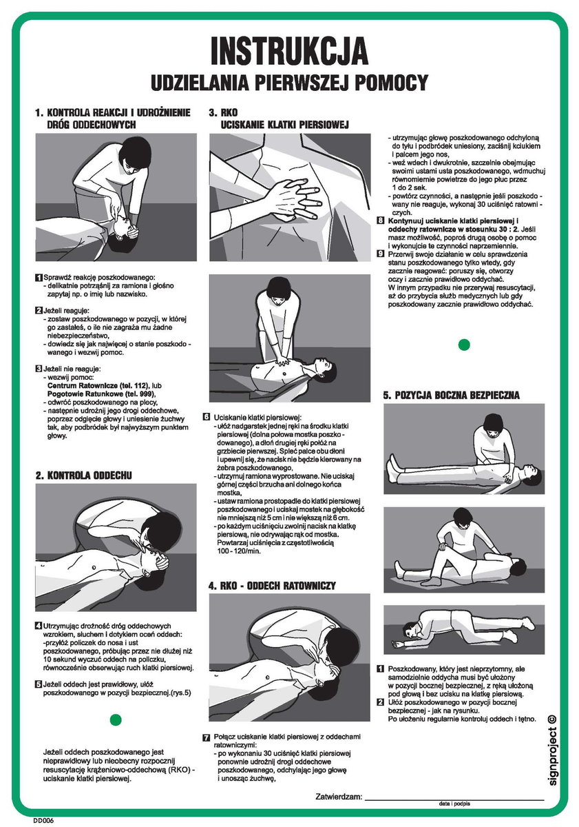 Instrukcja Udzielania Pierwszej Pomocy 245X350 Signproject Dd006_245X350_Hn 5904937010277 ...