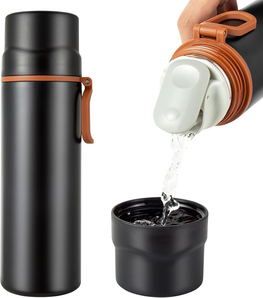 Insulated Water Bottle-Stainless Steel Vacuum Coffee Cup with Handle ...