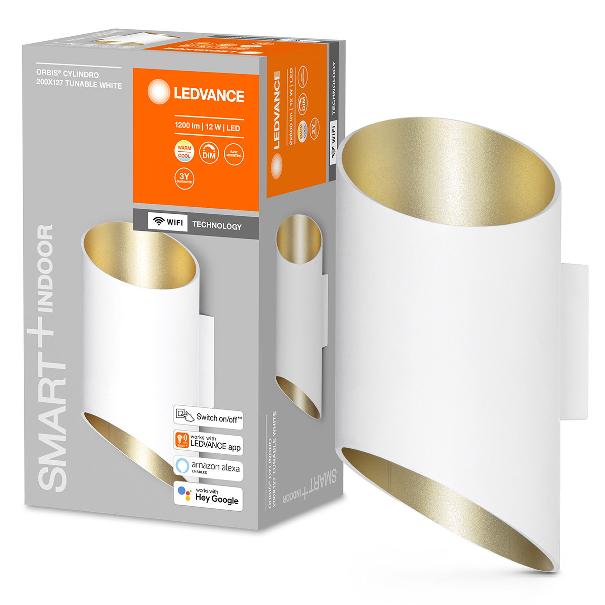 Inteligentna lampa ścienna kinkiet SMART + WIFI 12W ORBIS CYLINDRO WHITE LEDVANCE - Ledvance ...