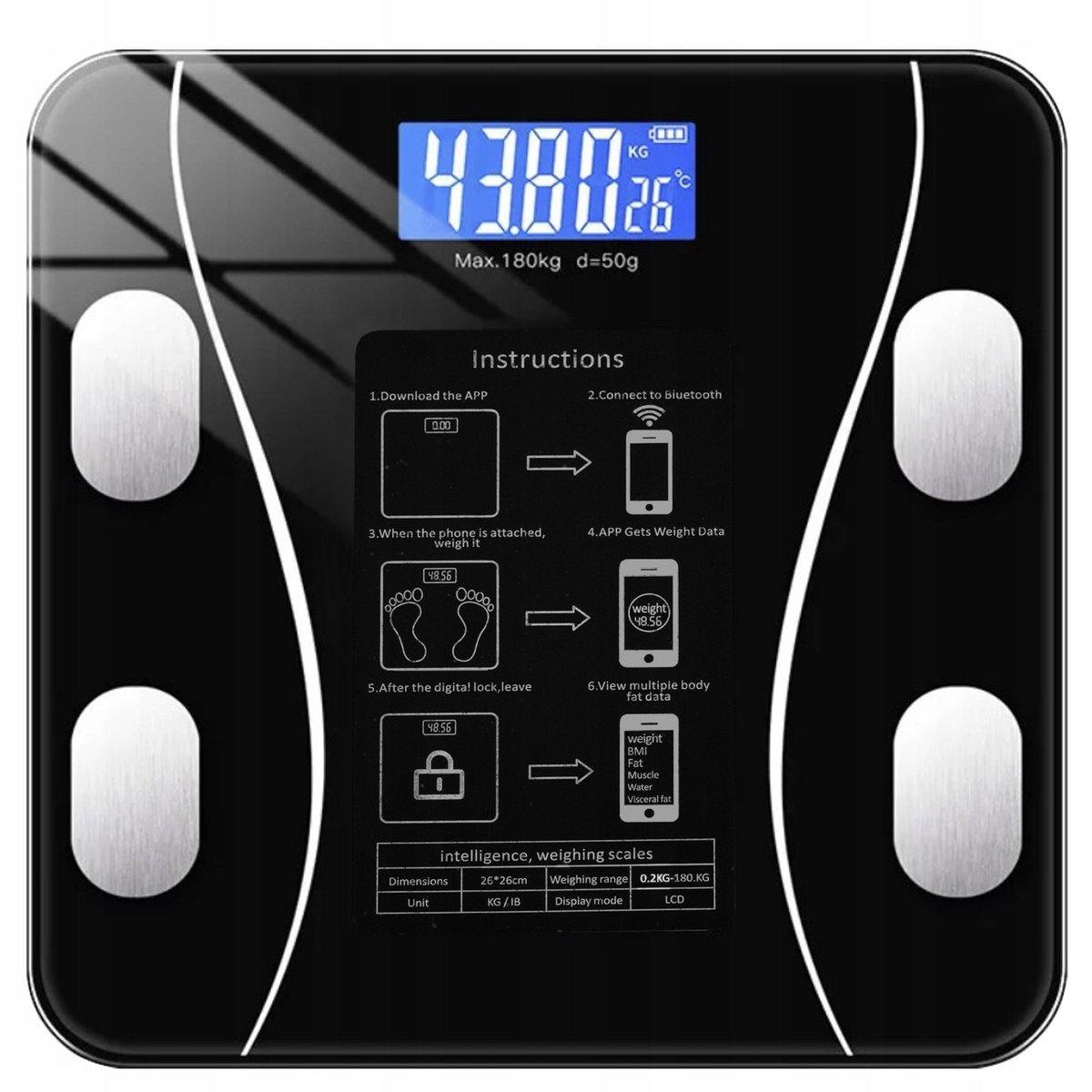 Inteligentna waga łazienkowa z Bluetooth – waży do 180 kg - Other ...