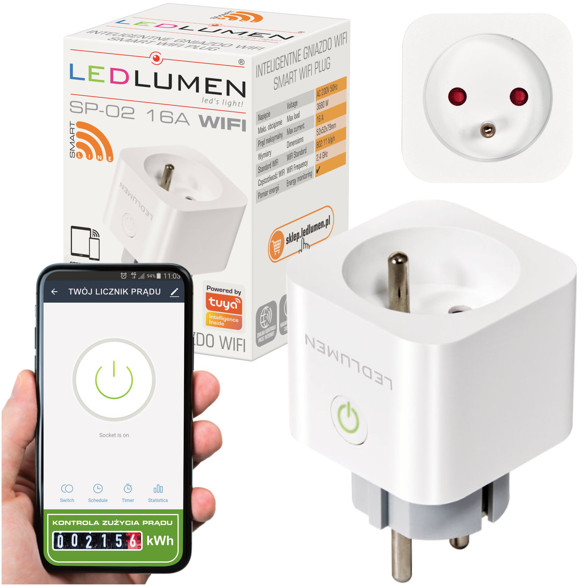 Inteligentne Gniazdko Programator Czasowy Watomierz Timer WIFI TUYA SMART - LEDLUMEN | Sklep ...