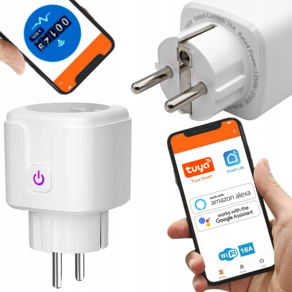 Inteligentne gniazdo monitor energii sterowanie Alexa Tuya WiFi 16A ...