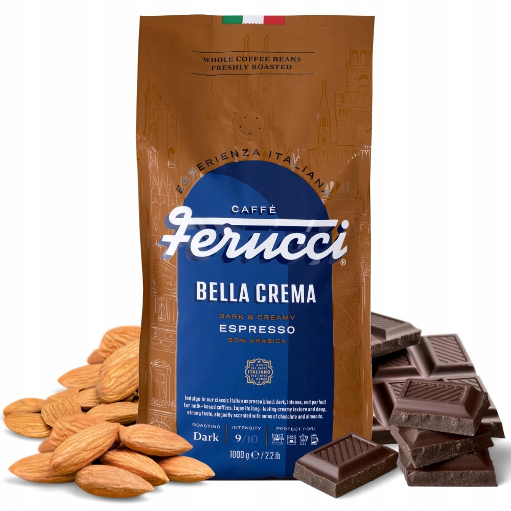 Intensywna kawa ziarnista 1 kg palona Robusta Arabika FERUCCI Bella ...